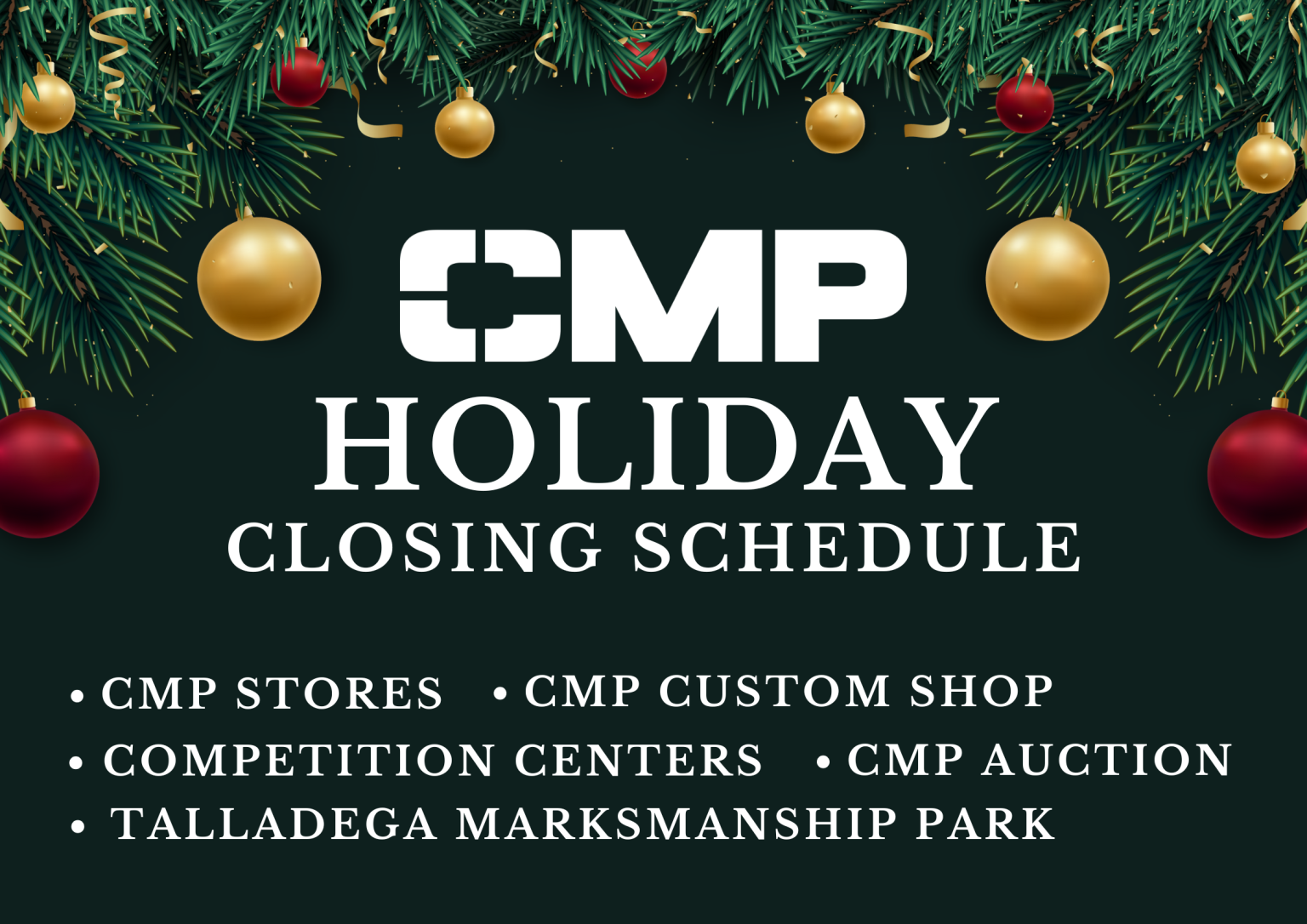 Civilian Marksmanship Program Holiday Operating Schedule Announcement - Civilian Marksmanship ...